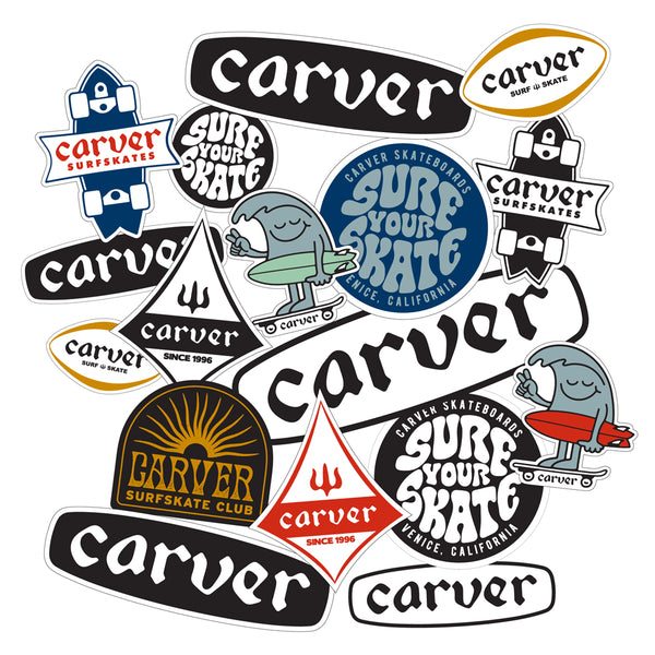 Carver Skateboards - 16x Sticker Pack – Carver Skateboards UK